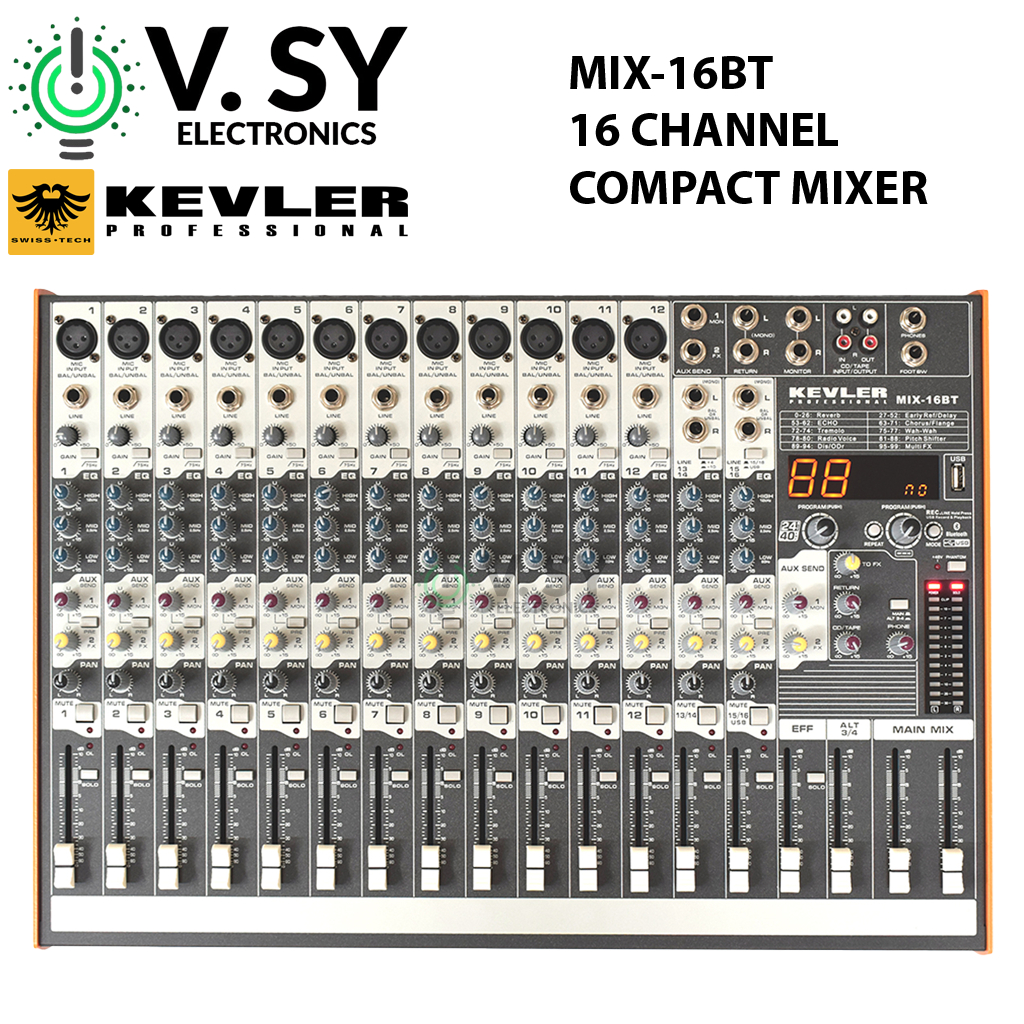 Kevler Professional MIX-16BT 16 Channel Compact Mixer | Shopee Philippines