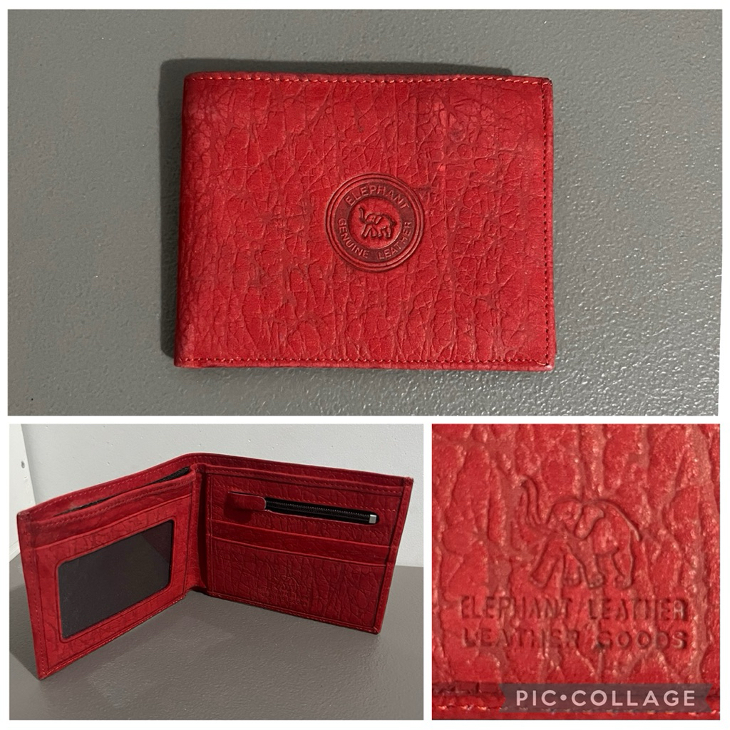 Elephant Genuine Leather Bifold RedColor Wallet multiple pockets and ...