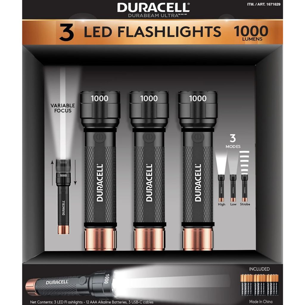 Duracell DURABEAM Ultra LED Flashlight 1000 Lumens (3-Pack) - USA ...
