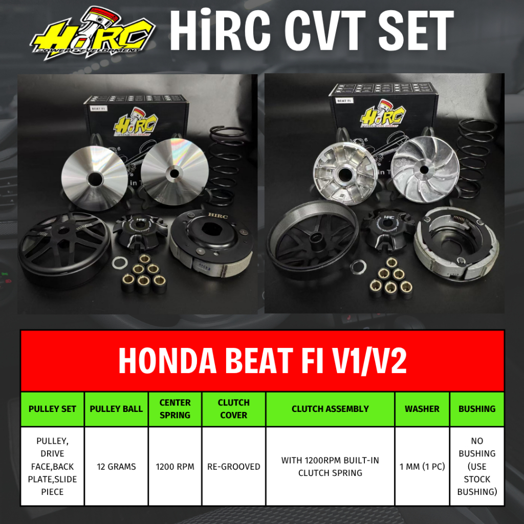 Hirc CVT Set Complete Set for HONDA BEAT FI V1/V2 (Degree 14)-NO ...