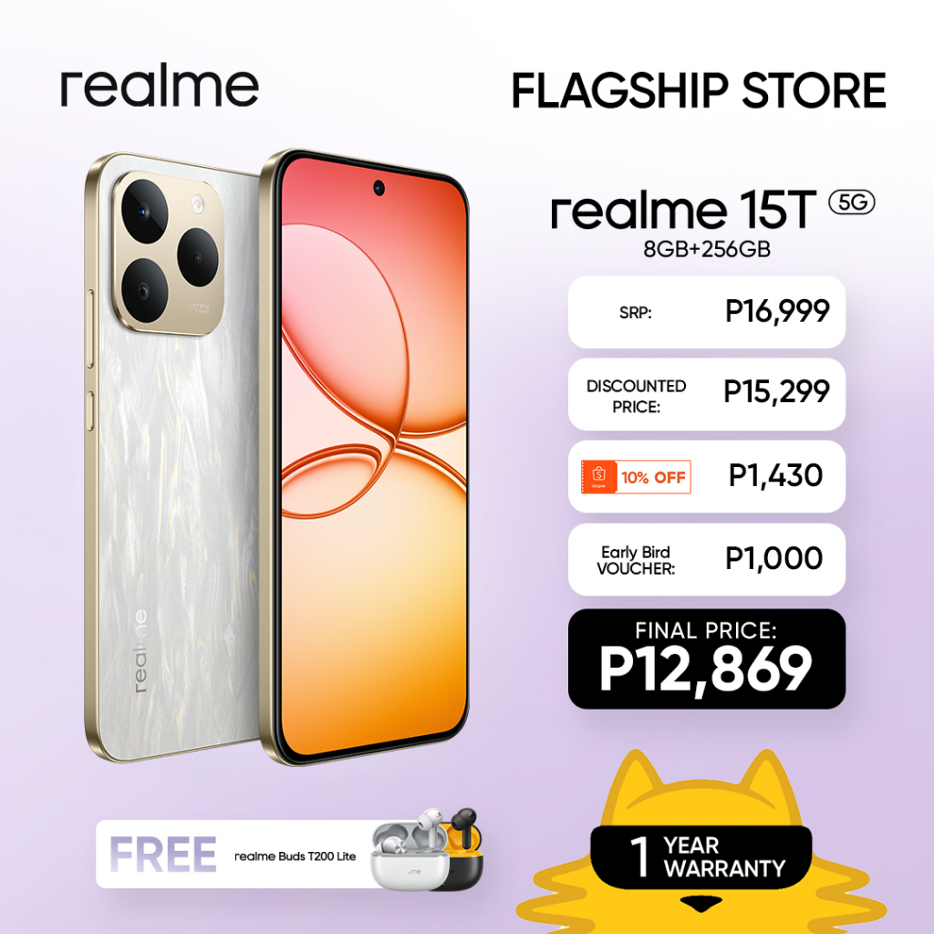 [NEW! SHOPEE EXCLUSIVE] realme 15T (8GB RAM + 256GB ROM / 12GB RAM ...