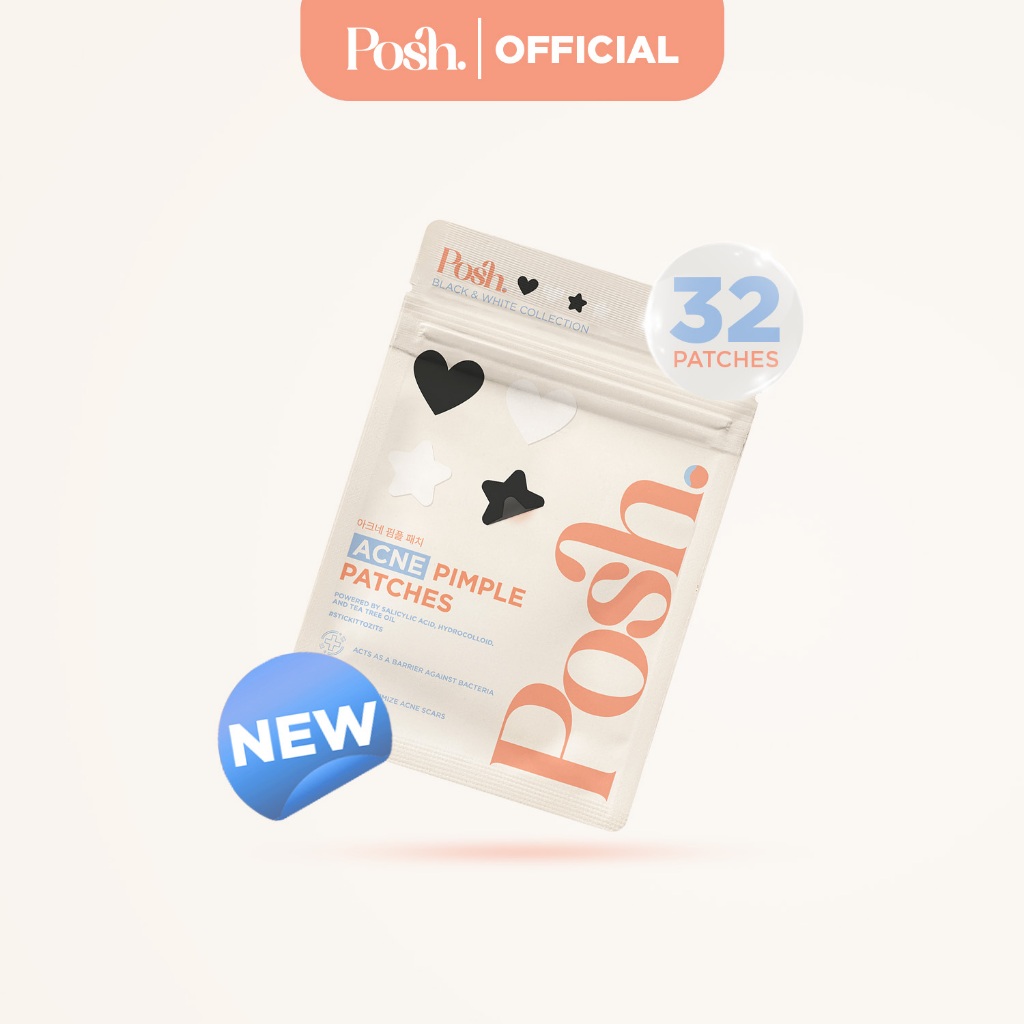 BLACK & WHITE Posh Skin Pimple Patch 32pcs - Hydrocolloid Acne Spot ...