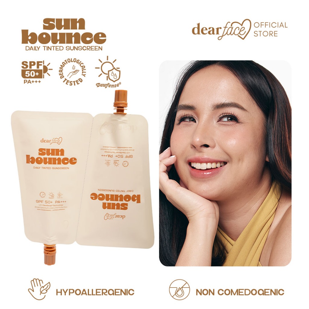 DEAR FACE Sunbounce Daily Tinted Sunscreen | SPF 50+ PA+++ Hybrid ...