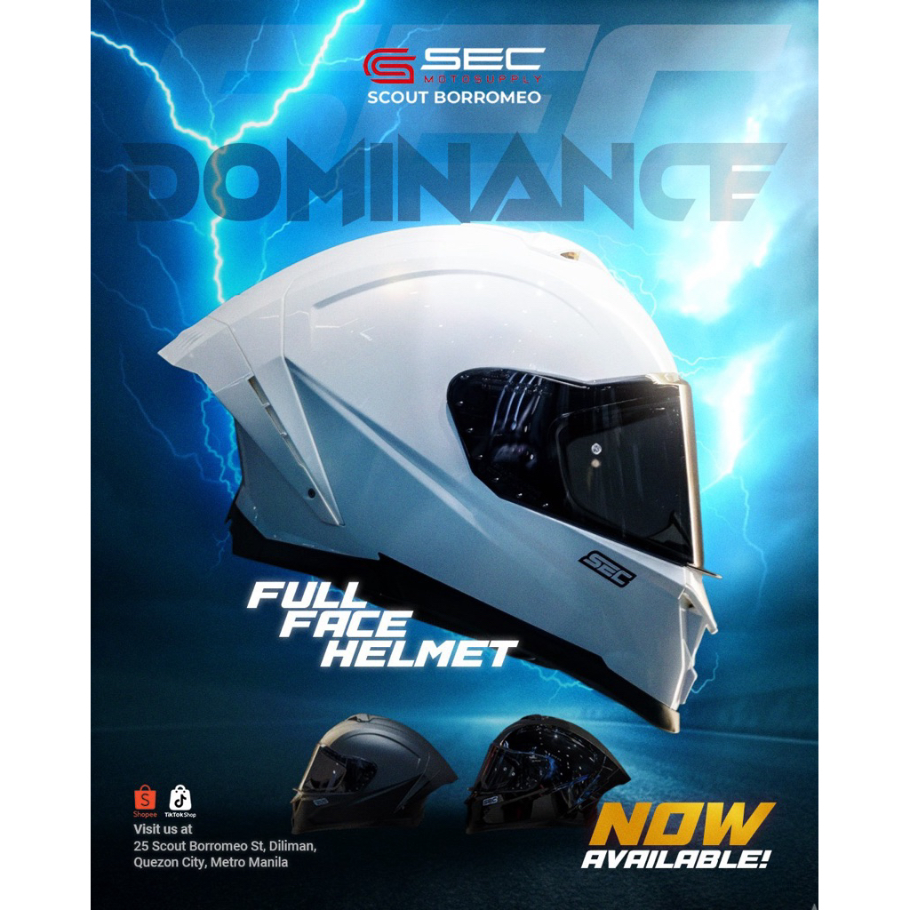 SEC Dominance Full Face Face Helmet (S-XXL) | Shopee Philippines