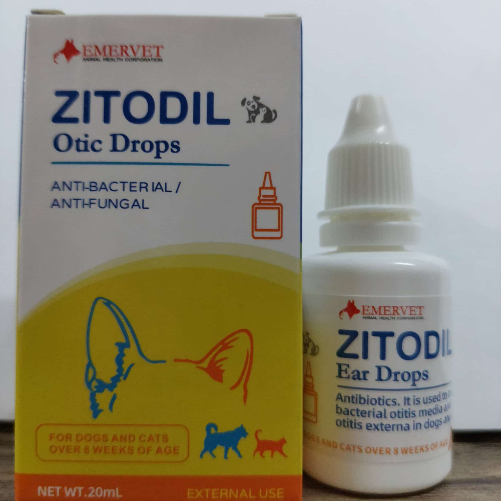 ZITODIL (Ear Drops) Anti-fungal/ Anti-Bacterial 20ML for Dog & Cat ...