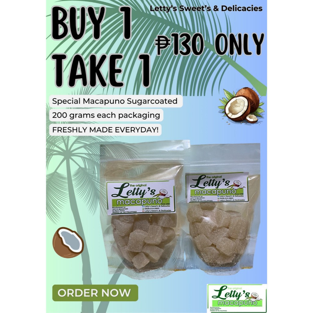 BUY 1 TAKE 1 Special Macapuno (Sugarcoated) by Letty's Sweet's ...