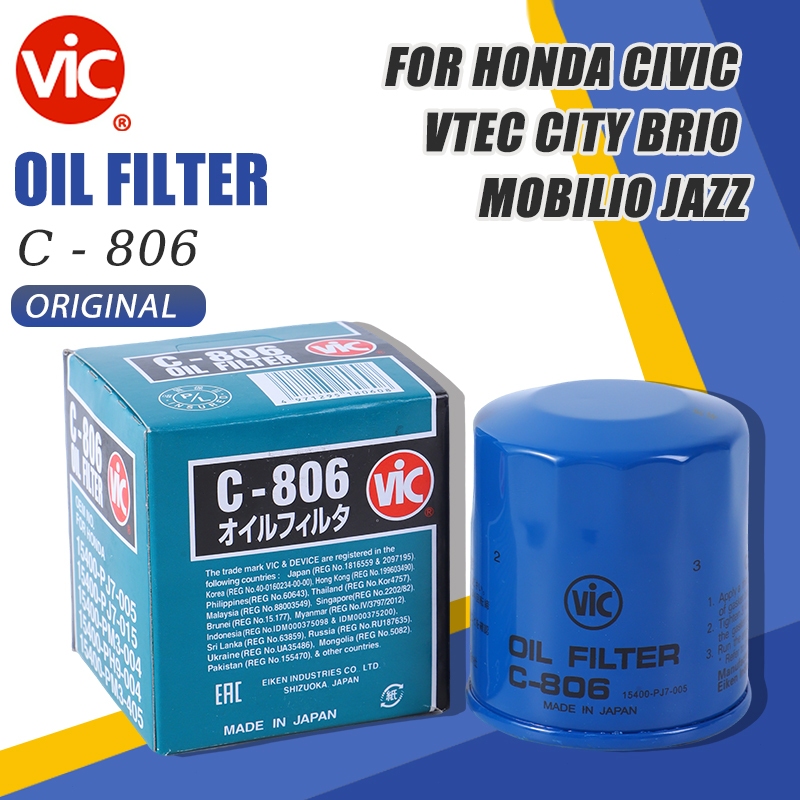 VIC Oil Filter C-806 For All Honda Civic Vtec City Brio Mobilio Jazz ...