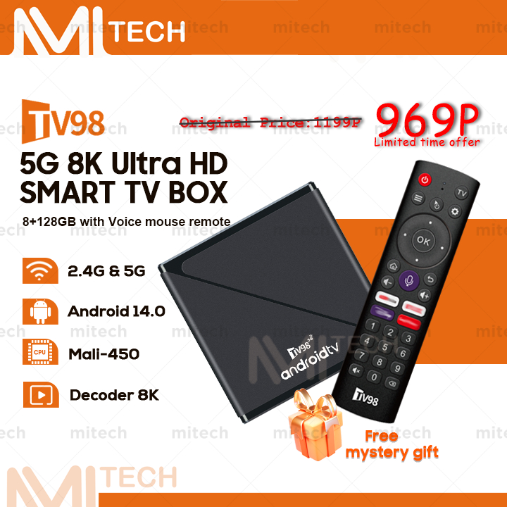 TV98 ATV PRO 8K HD 8+128GB 2.4/5G Dual Wifi Android TV BOX Allwinner ...