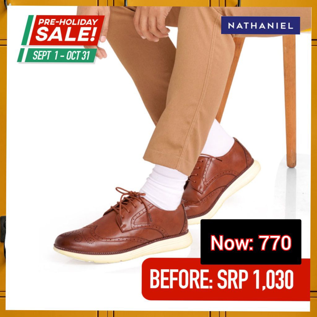 Men's Brown Casual Wing Tip Comfortable, Laced Up Closed Shoes | Shopee ...