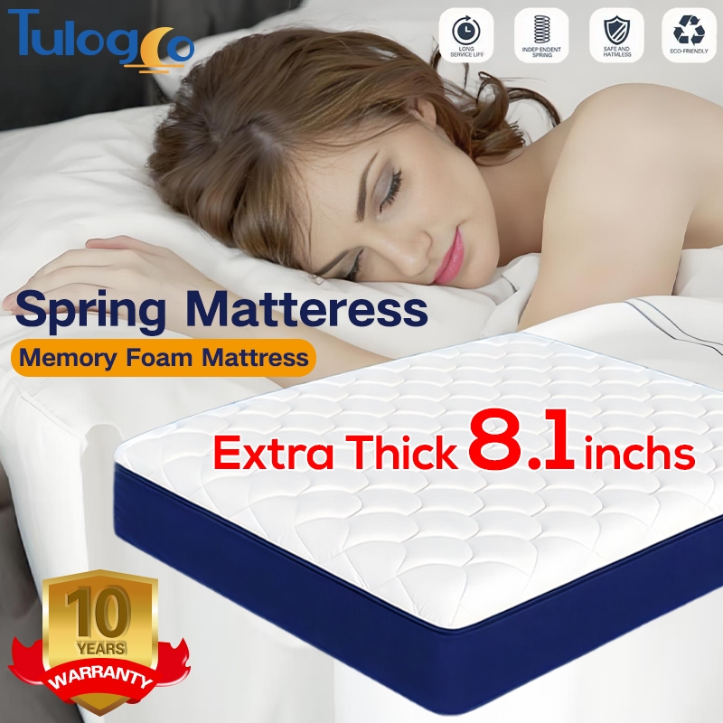 Tulogco 8.1 inch Foam Spring Mattress Deluxe Memory Compression Matress ...