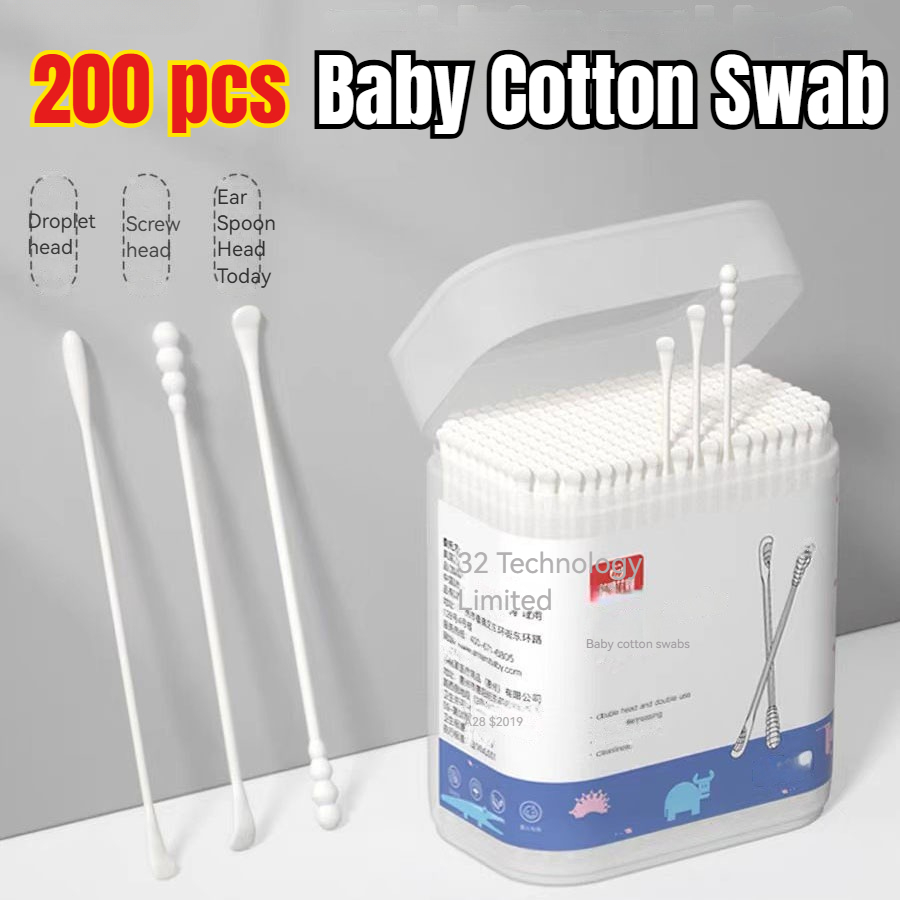 200Pcs/Pack Baby Cotton Swabs Ear Spoon Double-headed Buds Soft ...