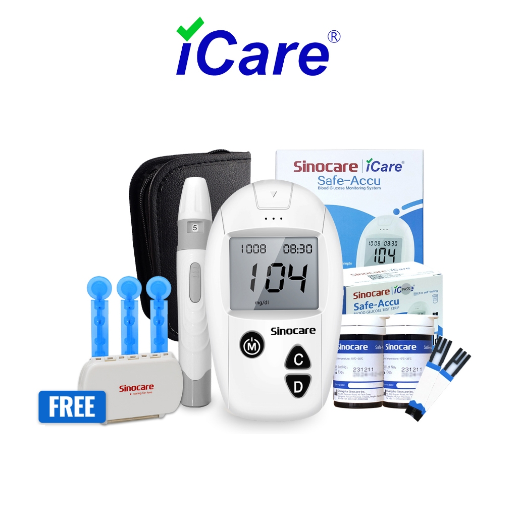 iCare SA50 Sinocare Blood Glucose Meter(1Meter+50 Strip+50 Lancets ...