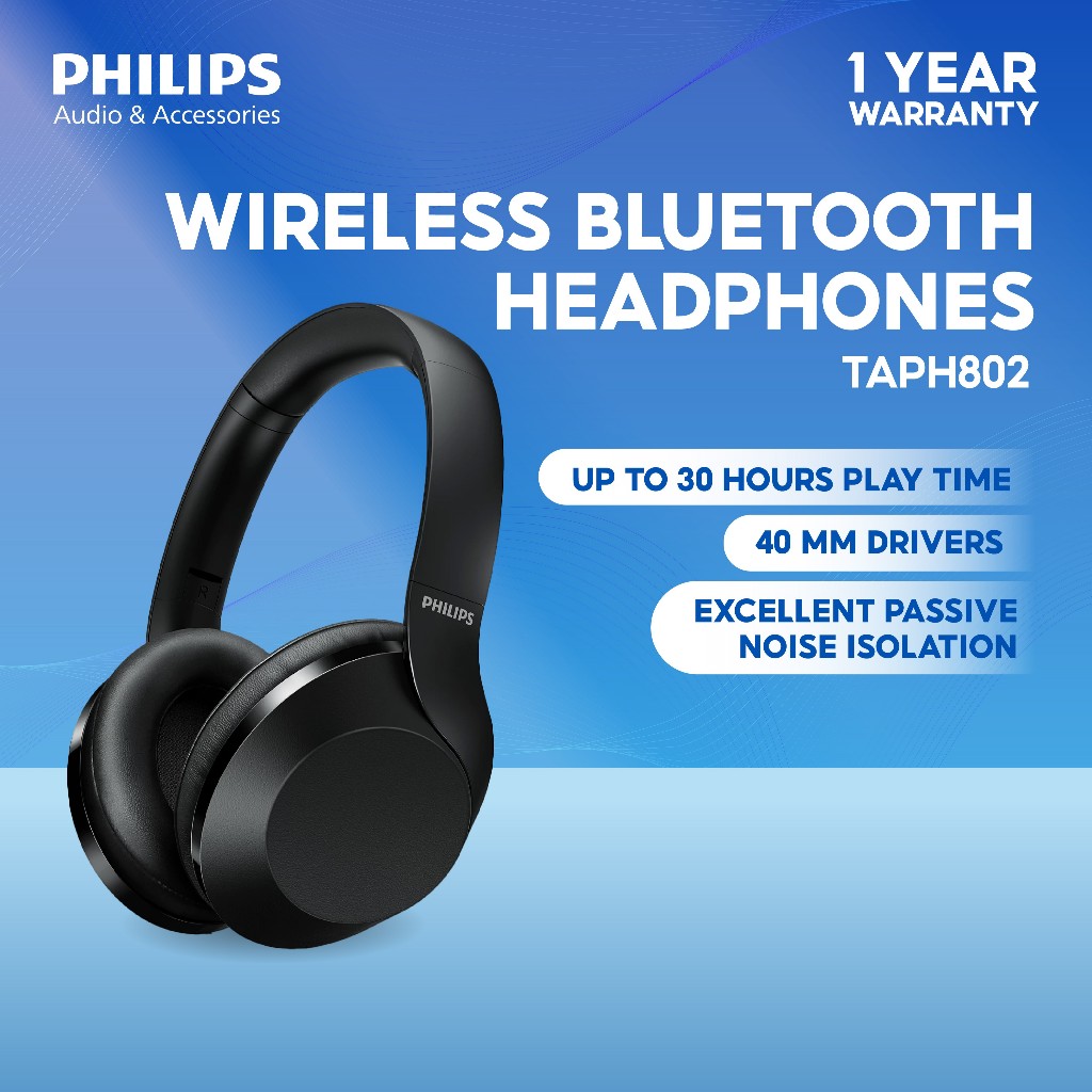 Philips Wireless Bluetooth Headphones | TAPH802 | Hi-Res Audio | Over ...