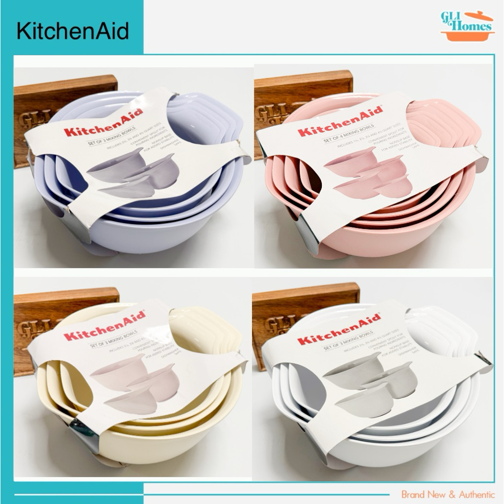 KitchenAid Universal Nesting Plastic Mixing Bowls, Set Of 3, Red ...