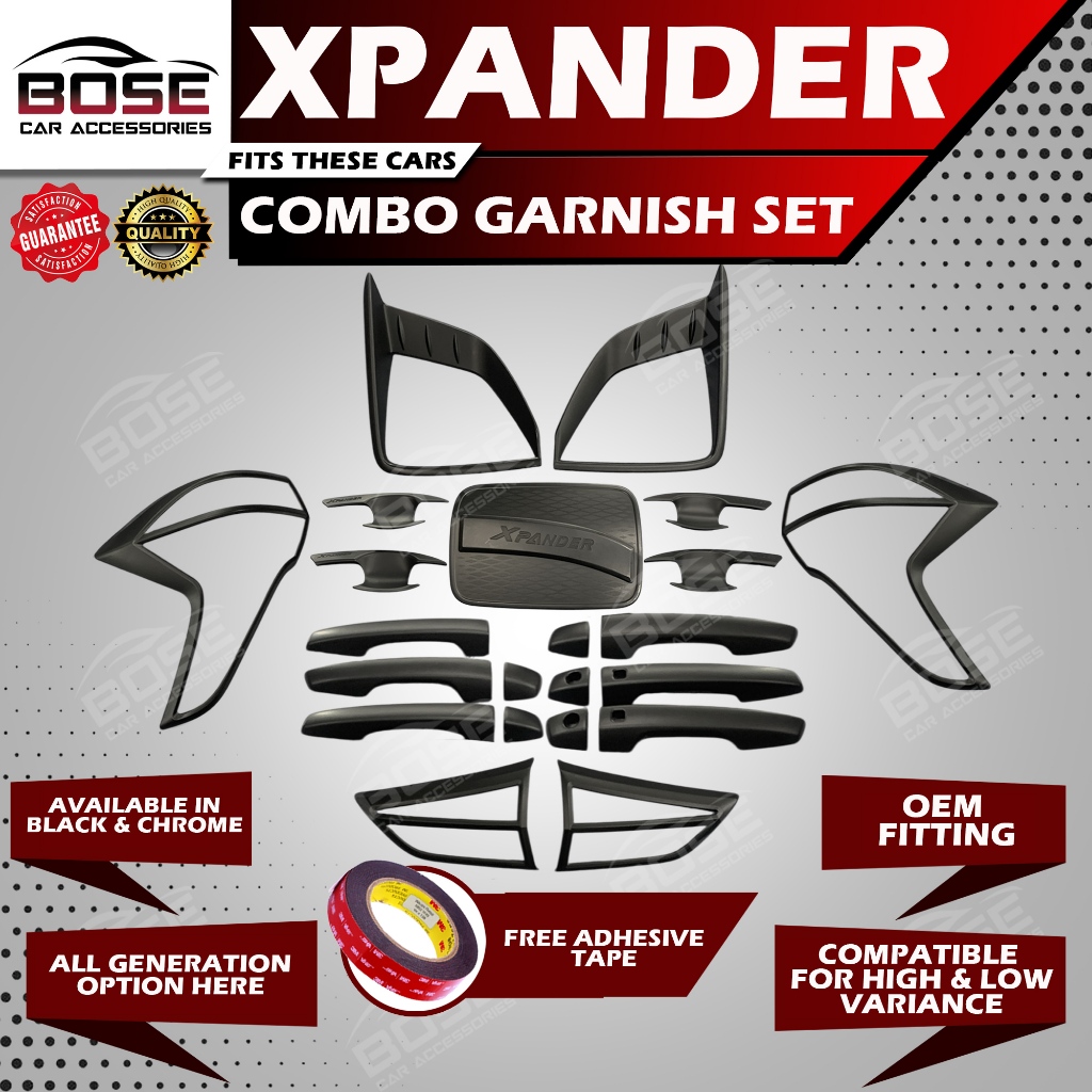 Garnish Cover Set Mitsubishi Xpander 2018 - 2025 Black / Chrome Car ...