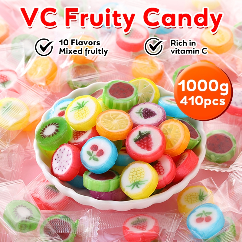 1000g VC Fruit Candy Crystal Candies Mixed Fruit Flavored Sweet Hard ...
