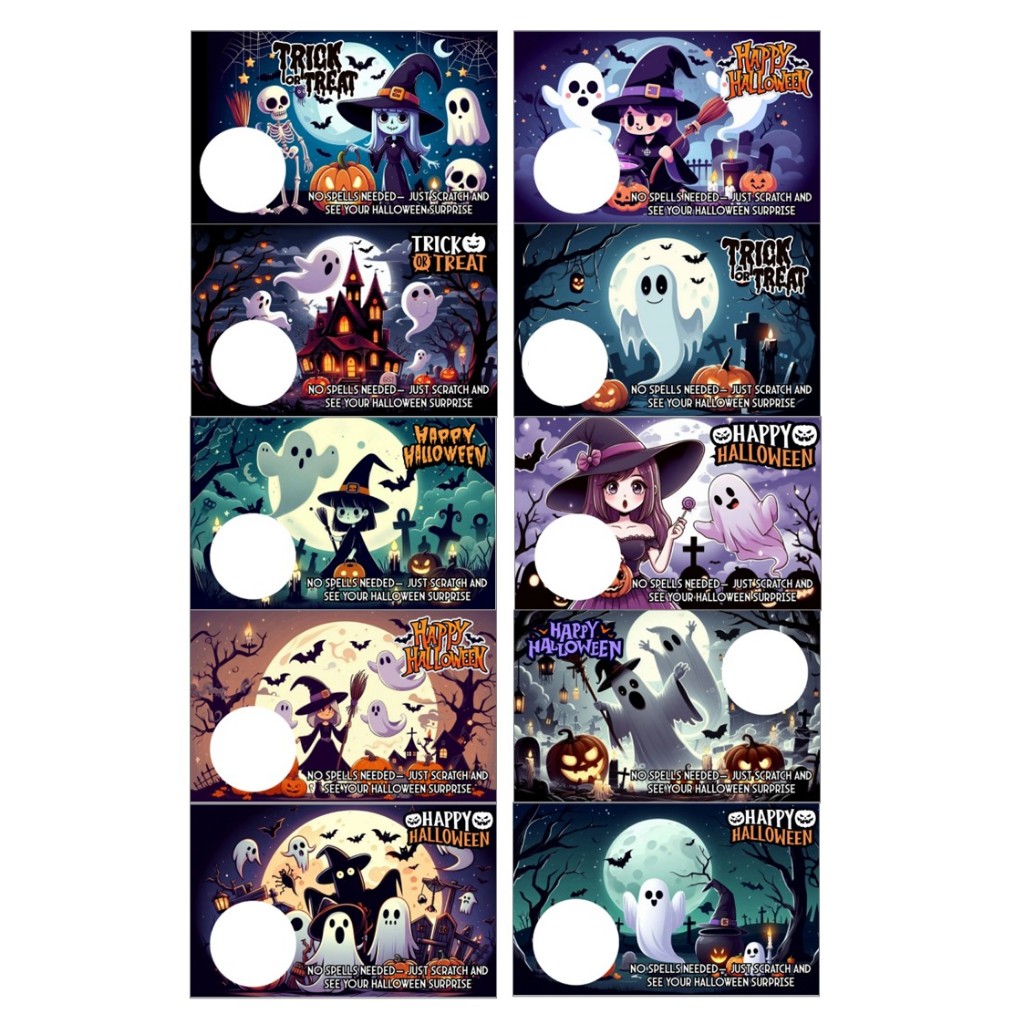 20 PCS.CUSTOMIZED HALLOWEEN SCRATCH CARD (PHOTOPAPER 230GSM) | Shopee ...