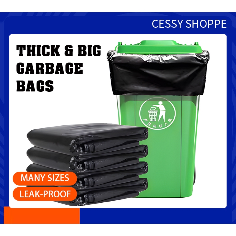 50PCS/Pack Trash Bag Black Garbage Bags Thick Leak-Proof Large Sizes ...