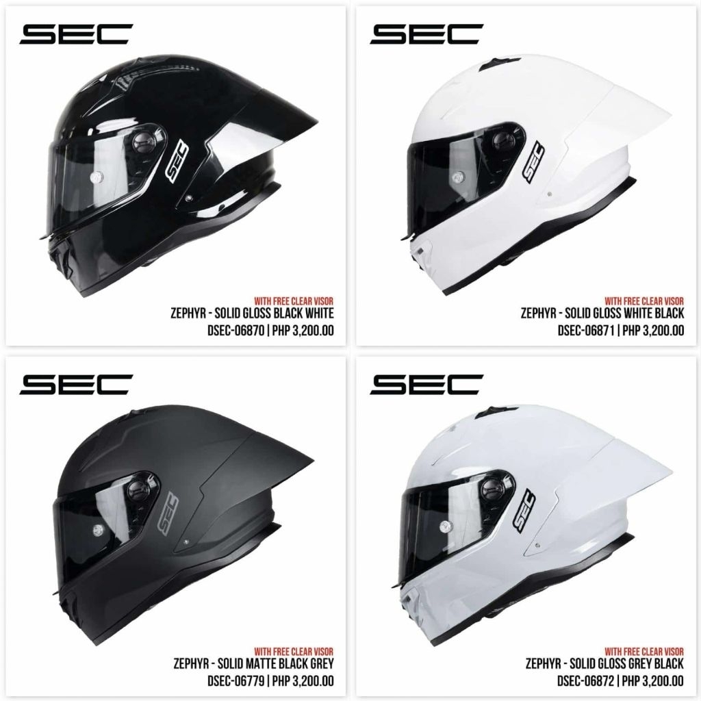 SEC ZEPHYR FULL FACE SINGLE VISOR HELMET | Shopee Philippines