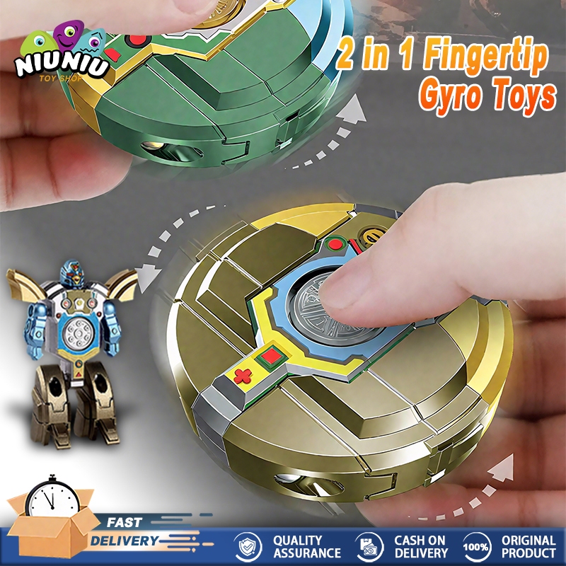 2in1 Fingertip Gyro Robot Toys Spinner Deformation Robot Tank Gyro ...