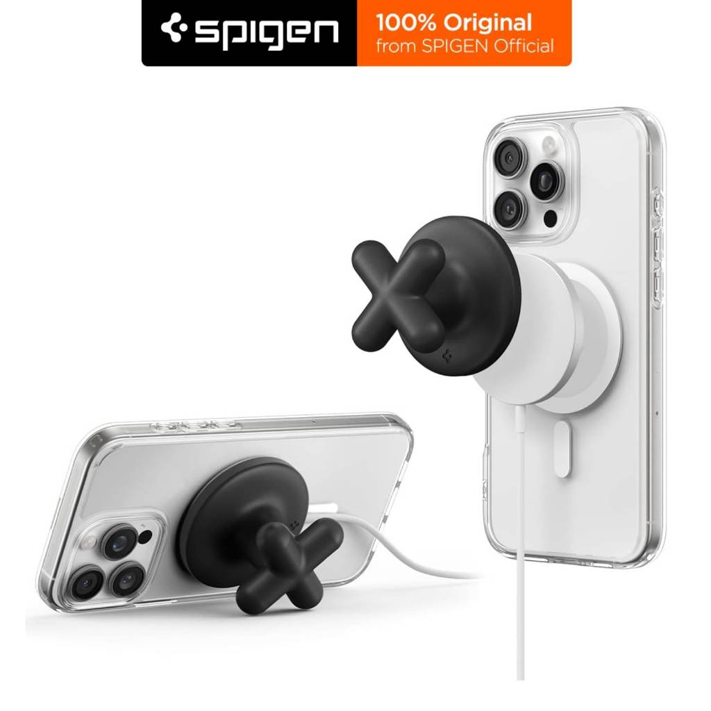 Spigen OM107 MagSafe Charger X-Grip Stand Black | Shopee Philippines