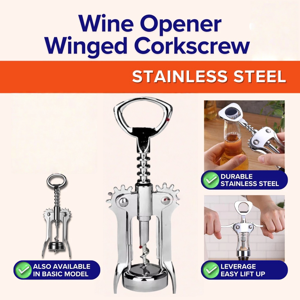 Stainless Steel Winged Corkscrew Wine Opener Red Wine Beer Bottle ...