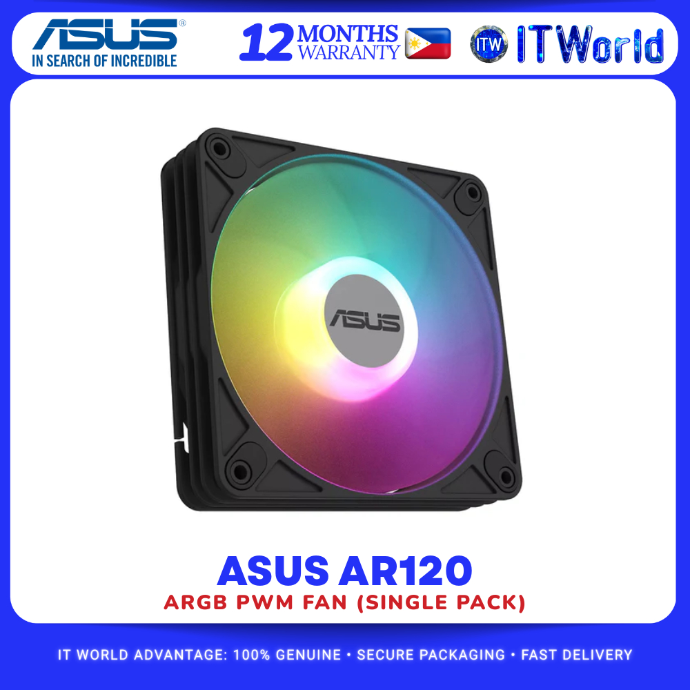 ASUS AR120 ARGB PWM Fan 28mm Aura Sync Single Pack Desktop Cooling Fan ...