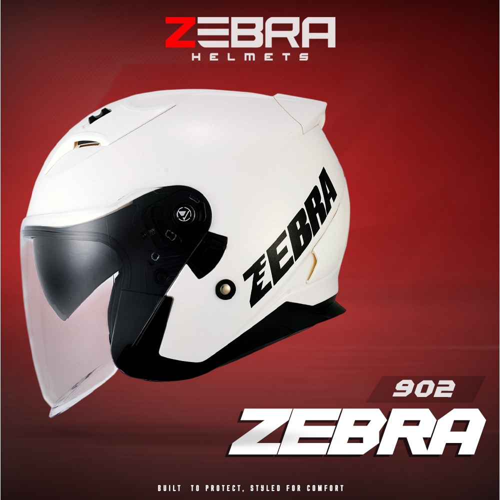 ZEBRA YM 902 Plain Motorcycle Half Face Helmet Dual Visor | Shopee ...