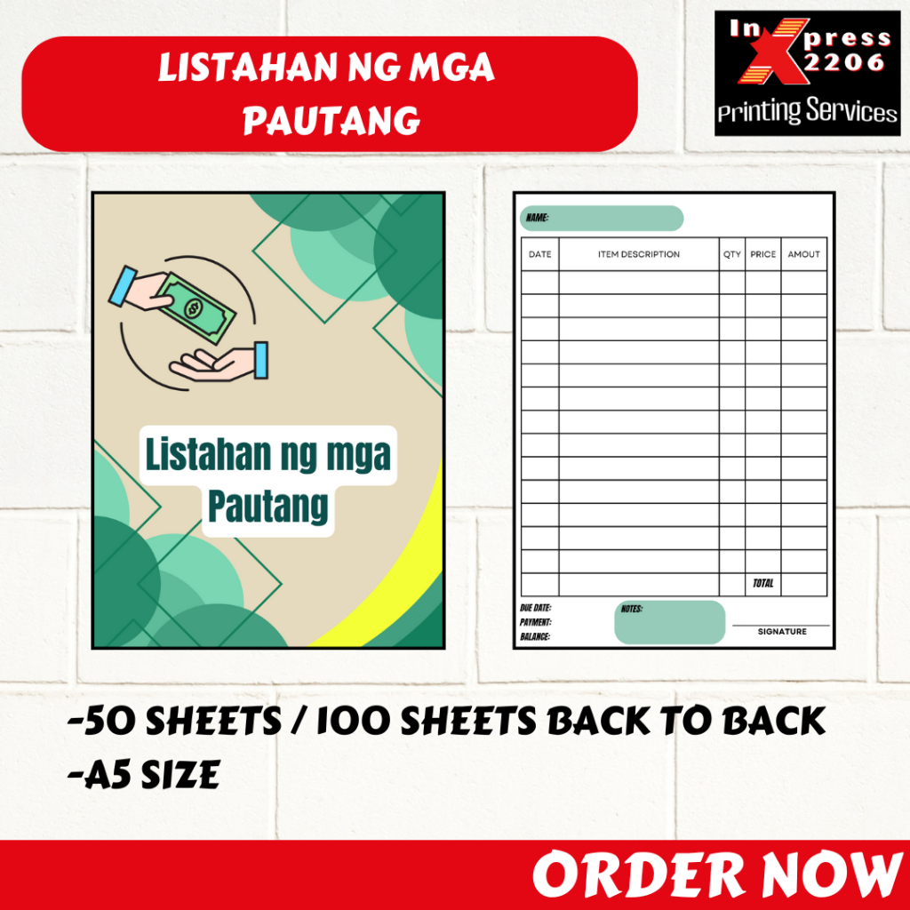LISTAHAN NG MGA PAUTANG NOTEBOOK JOURNAL | Shopee Philippines