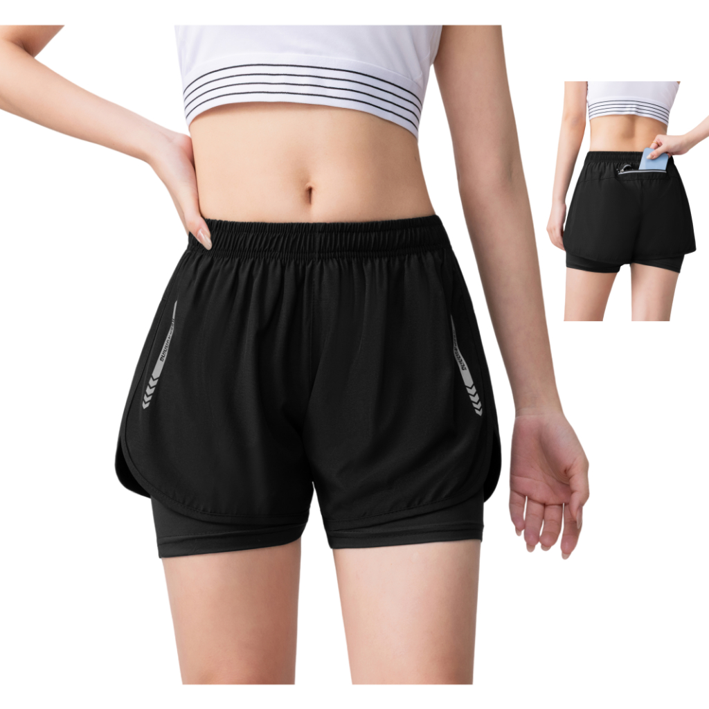 G8230# Taslan Sports Dri-Fit Running shorts with cycling Unisex ...