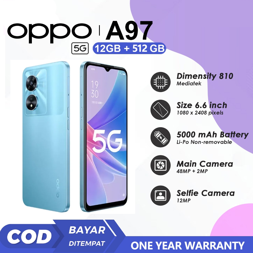 0PP0 A97 5G Gaming Phone| 12GB RAM+512GB ROM | MediaTek Dimensity 810 ...