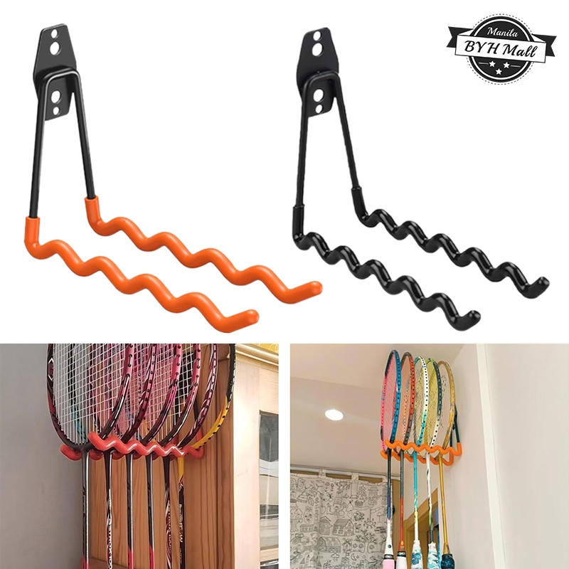 Wall-Mounted Tennis Racket Storage Rack Display Stand Wave Hook Storage ...