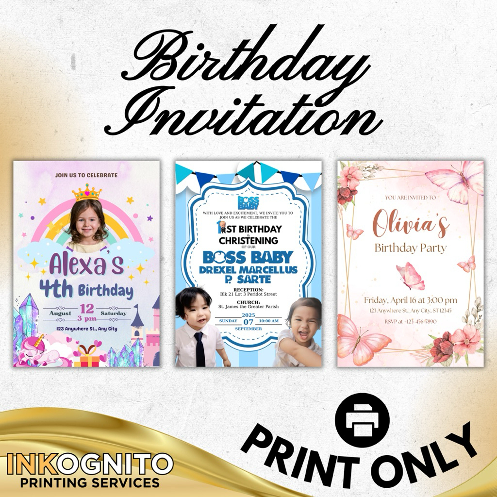PRINT ONLY Birthday Invitation 3R 4R 5R or any size request up to A4 ...