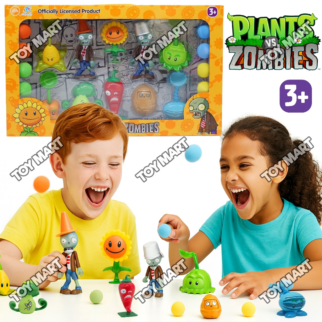 Plants vs Zombies Cute Battle Playset – Plant & Zombie Figures with ...