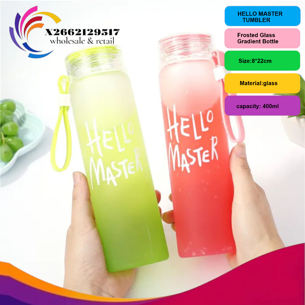 HELLO MASTER TUMBLER Frosted Glass Gradient Bottle cup 400ML | Shopee ...