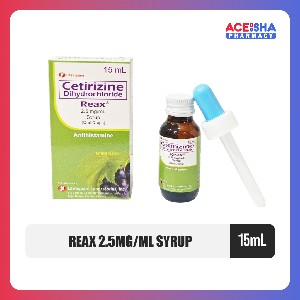 REAX 2.5mg/ml Syrup - Cetirizine Dihydrochloride Oral Drops For Allergy ...