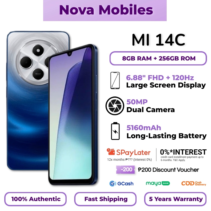 MI 14C 5G Smartphone - 6.88" FHD Display, 8GB RAM + 256GB ROM, 5160mAh ...