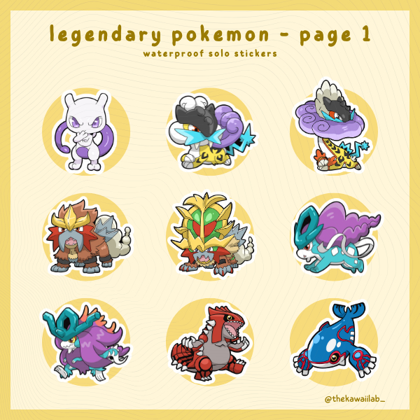 Legendary Pokemon Solo Stickers Page 1 | Cute Waterproof Laptop ...