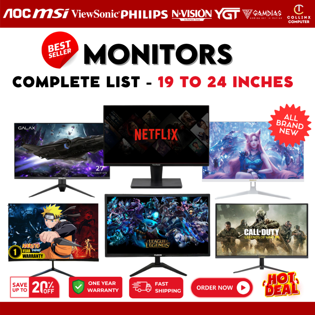 Monitor Complete List 19-24 Inches Display Screen | Full HD Black White ...
