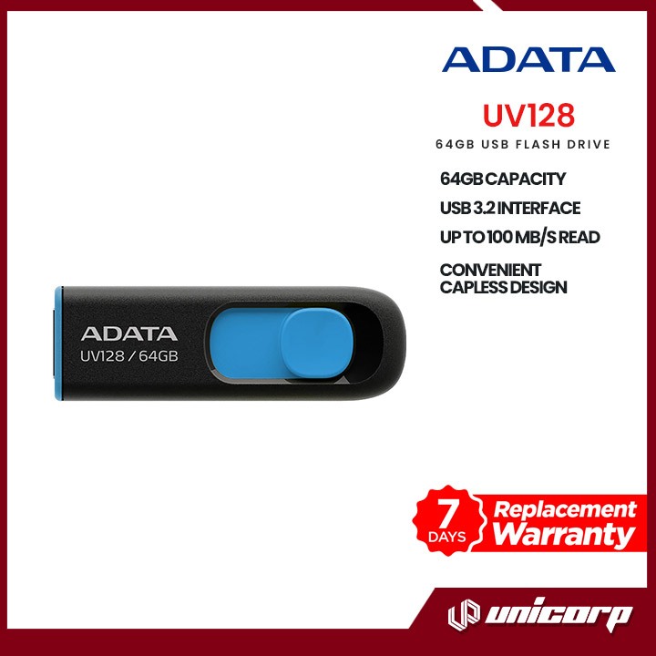ADATA 64GB USB FLASH DRIVE (UV128) | Shopee Philippines