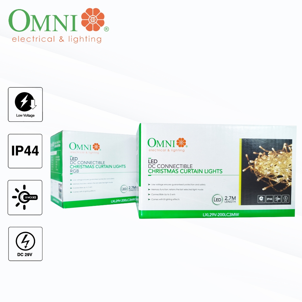 Omni by Winland Connectible Curtain Christmas Light 200 LED/ DC 29V/ 2. ...