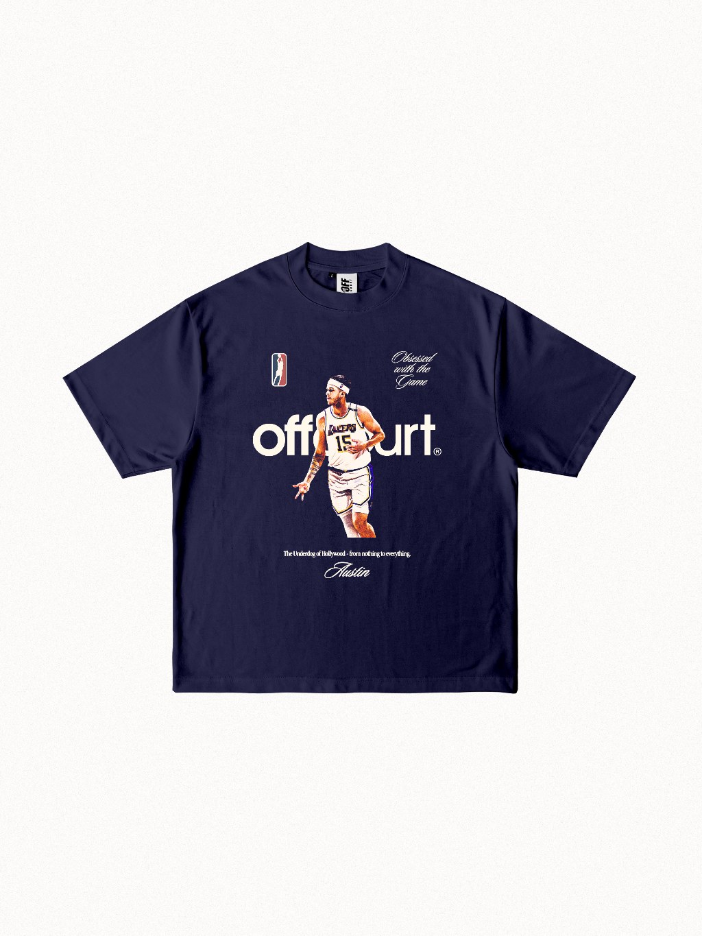 OFFCOURT "Hollywood Underdog" AR-15 Navy Blue Oversized Graphic Tee ...