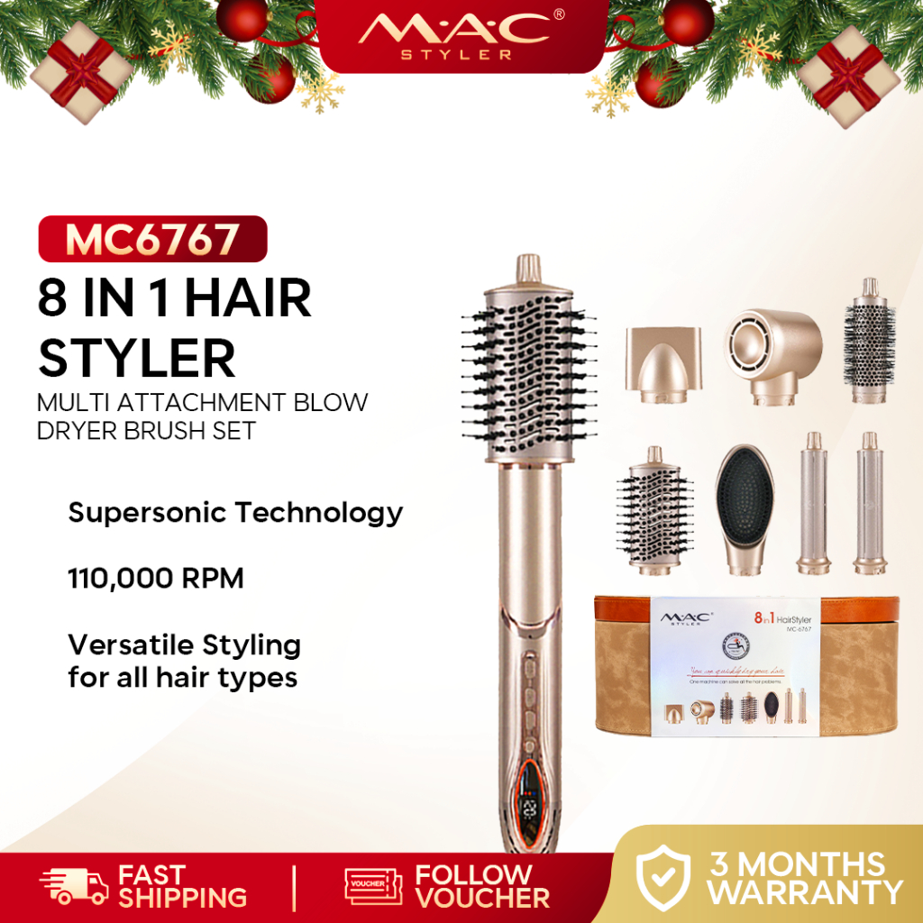 MAC Styler 8 in 1 Hair Styler Multi Attachment Blow Dryer Brush Set MC6767 | Shopee Philippines