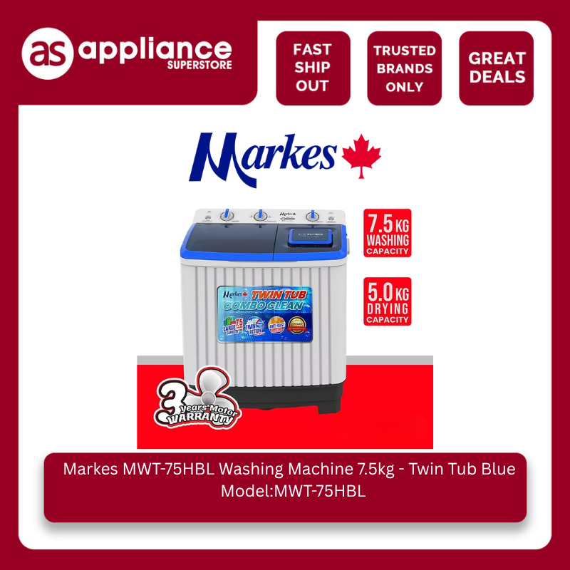 Markes MWT-75HBL Washing Machine 7.5kg - Twin Tub Blue | Shopee Philippines