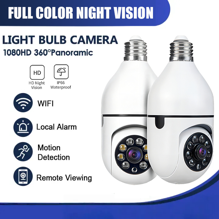 V380 Pro WIFI CCTV IP Bulb Camera Two Ways Audio IR Night Vision ...