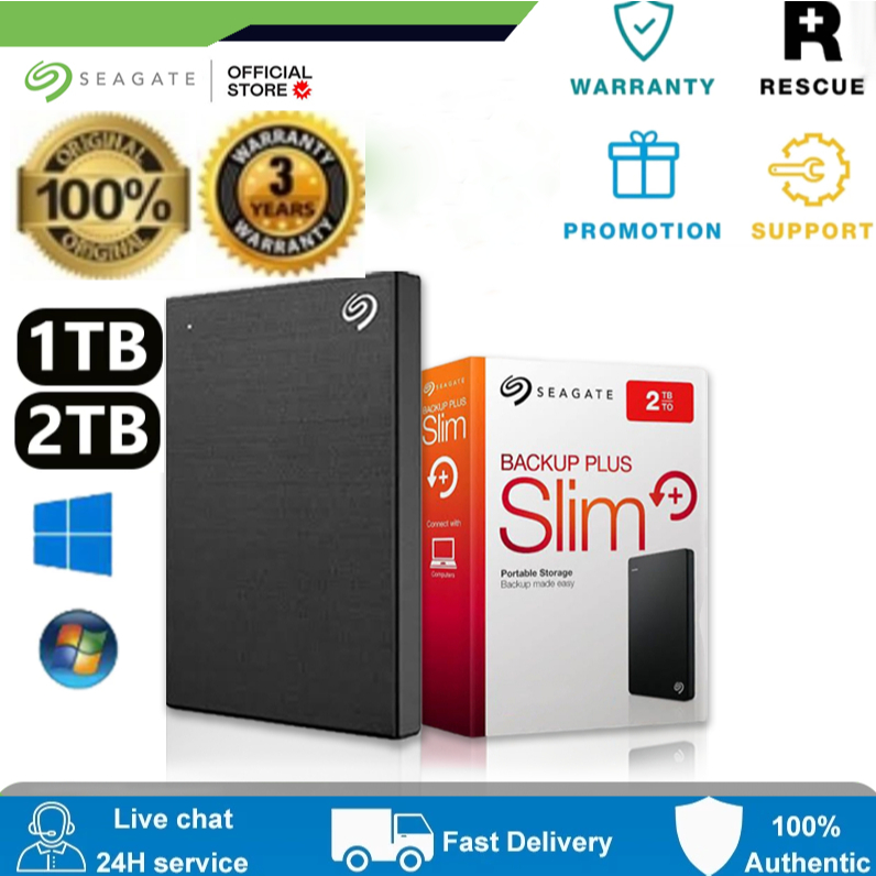 Seagate Plus Slim 1TB 2TB External Hard Drive For Mac and Windows Portable USB 3.0 External HDD ...