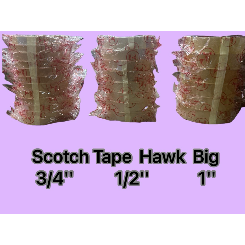 Scotch Tape Hawk Big Armak Small Per Pack 3/4'' 1/2'' 1'' | Shopee ...