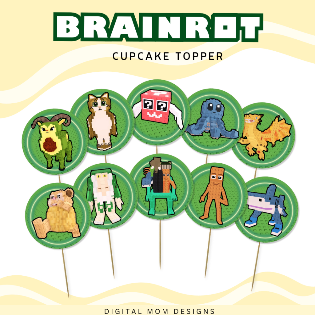 Brainrot Cupcake Topper – (10 pcs) TikTok Trend Cupcake Topper ...
