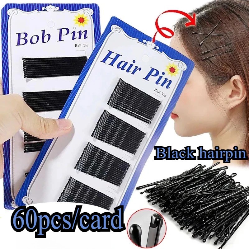 60PCS Black Bob Pin 6cm Side Clip Hair Pin Metal Hairpin Hairpins Blue ...