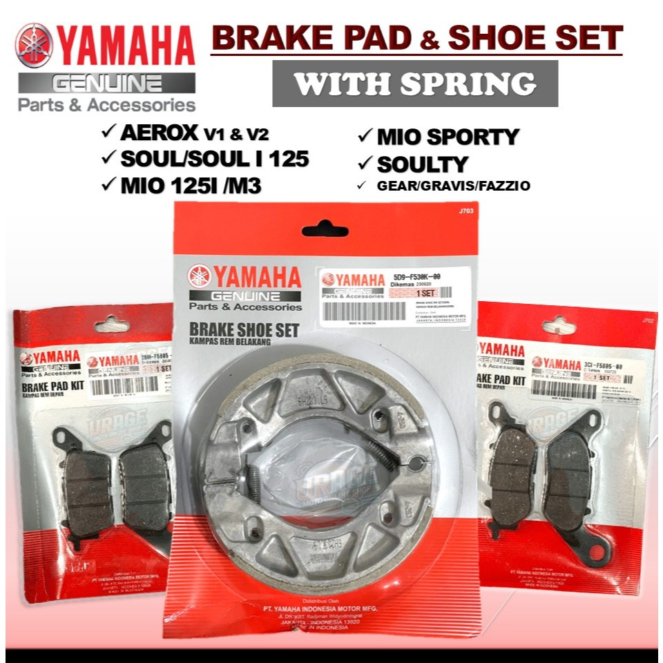 YAMAHA BRAKE PAD & BRAKE SHOE w SPRING FOR AEROX , Soul , MIO SPORTY ...